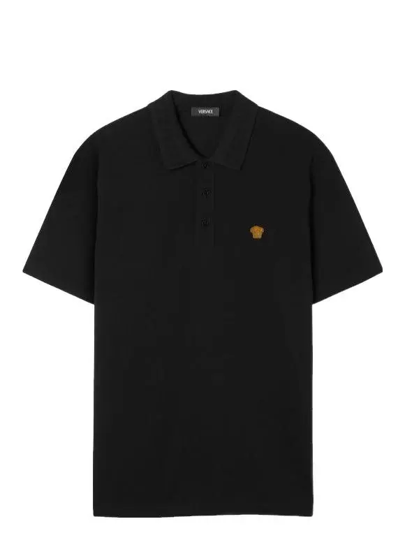 Versace Medusa-patch Short-sleeved Polo Shirt - Black