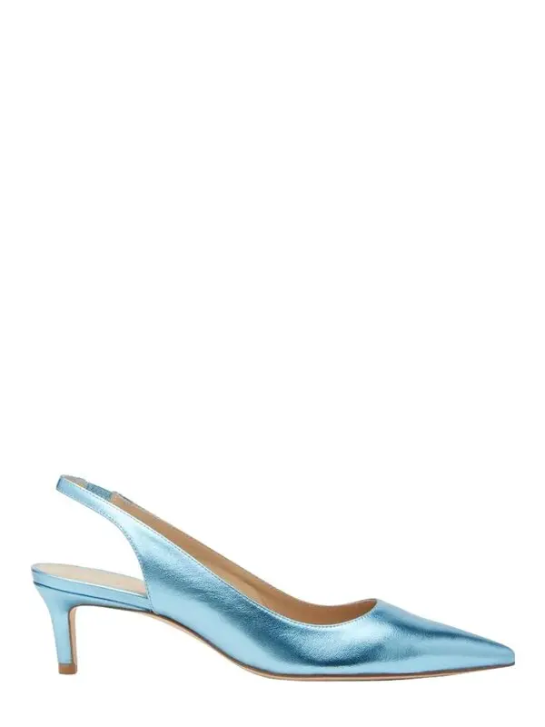 STUART WEITZMAN Metallic-effect Pointed Toe Slingback Pumps - Blue