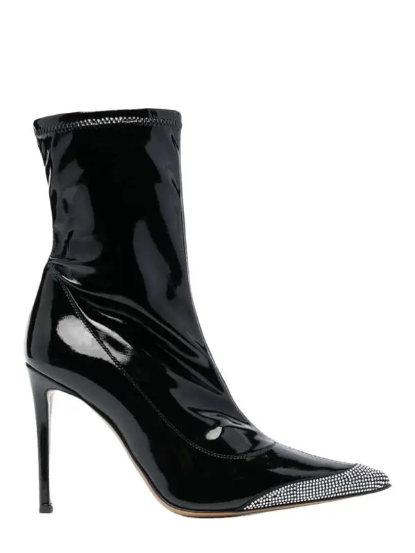 Alexandre Vauthier 105mm Crystal-embellished Patent-leather Boots - Black