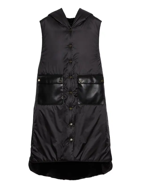 Max Mara Buttoned Sleeveless Jacket With Hood - Black