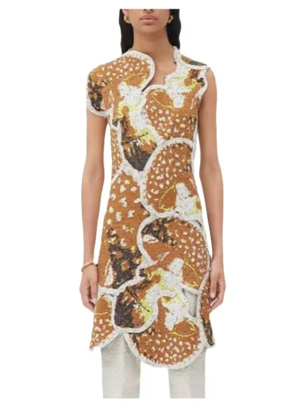 Bottega Veneta Mushroom Patchwork Short-sleeve Dress - Nude