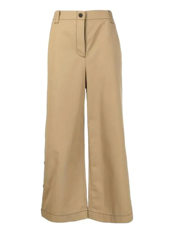 MSGM High-waisted Cropped Wide-leg Trousers With Button Detailing - Nude