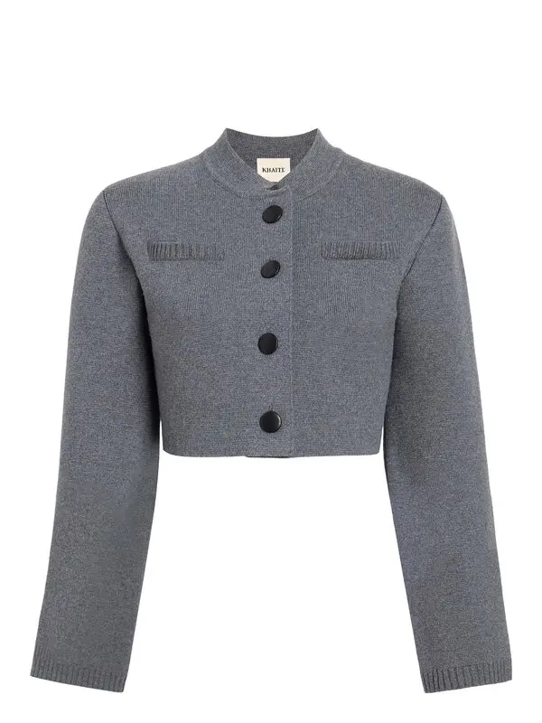 Khaite Ello Knit Cropped Jacket - Gray
