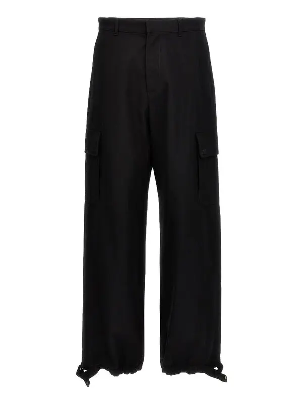 Off-White High Waist Straight Leg Cargo Pants - Black