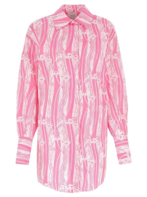 PATOU Printed Mini Dress With Shirt Collar - Pink