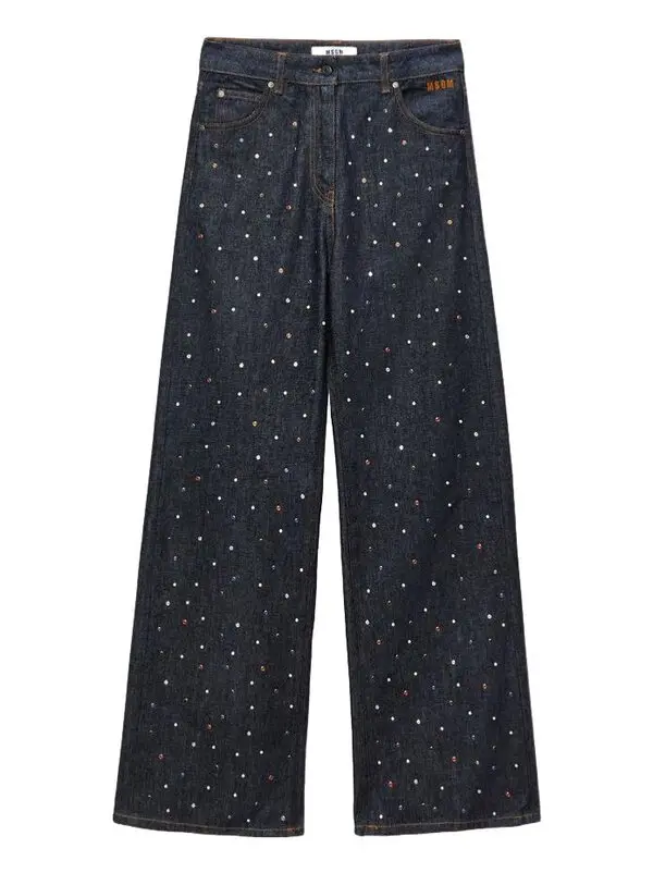 MSGM Wide-leg Jeans With Embellished Rivets - Black