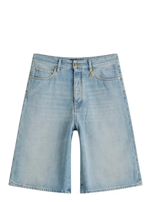 Amiri Light Wash Distressed Denim Shorts - Gray