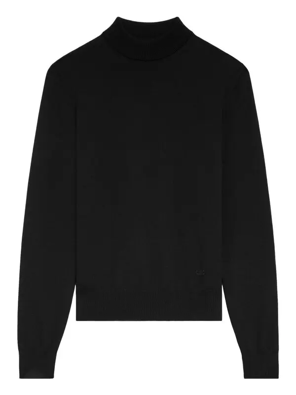 Celine Triomphe High Collar Sweater In Wool - Black