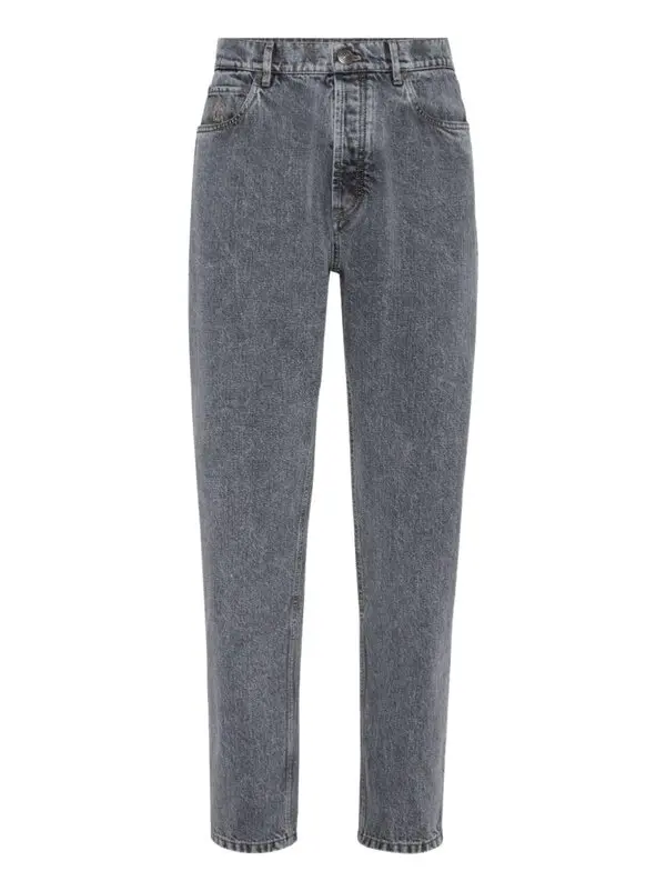Brunello Cucinelli Logo Patch Straight-leg Jeans - Medium Gray