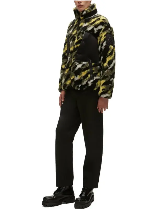 Moose Knuckles Printed Velvet Zipper Jacket - Black