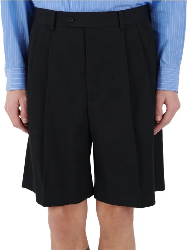 Auralee Wool Belt Loop Shorts - Black