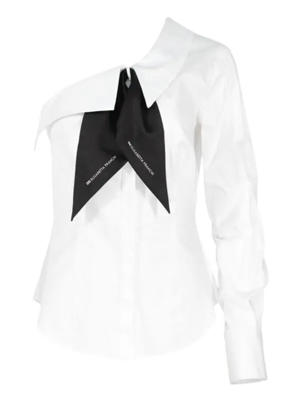 Elisabetta Franchi Asymmetrical One-shoulder Shirt - White