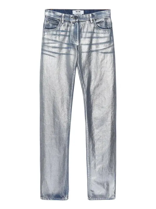MSGM Metallic Straight Leg Jeans - Gray