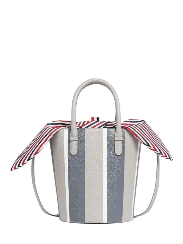 Thom Browne Rwb Stripe Lining Bucket Bag - Medium Gray