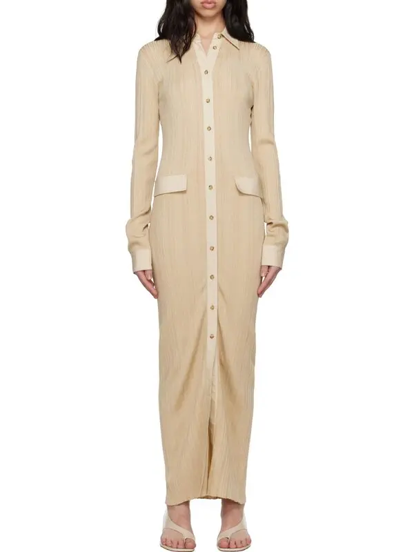 TOTEME Knitted Maxi Shirt Dress - Peanut Color