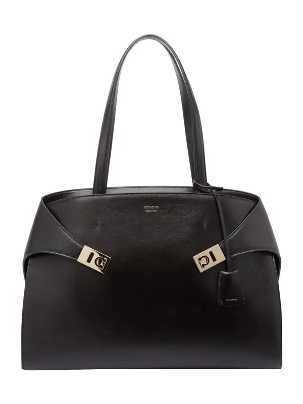 FERRAGAMO Hug Clasp Detail Tote Bag - Black