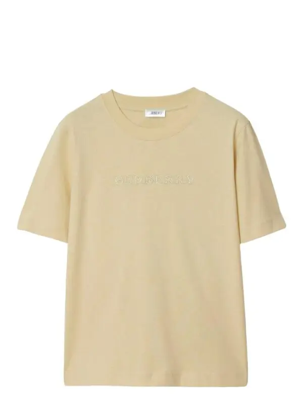 Burberry Logo Embroidered Crewneck T-shirt - Candle Color