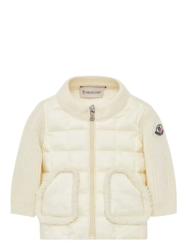 Moncler Padded Zip-up Cardigan With Crocheted Trim - White