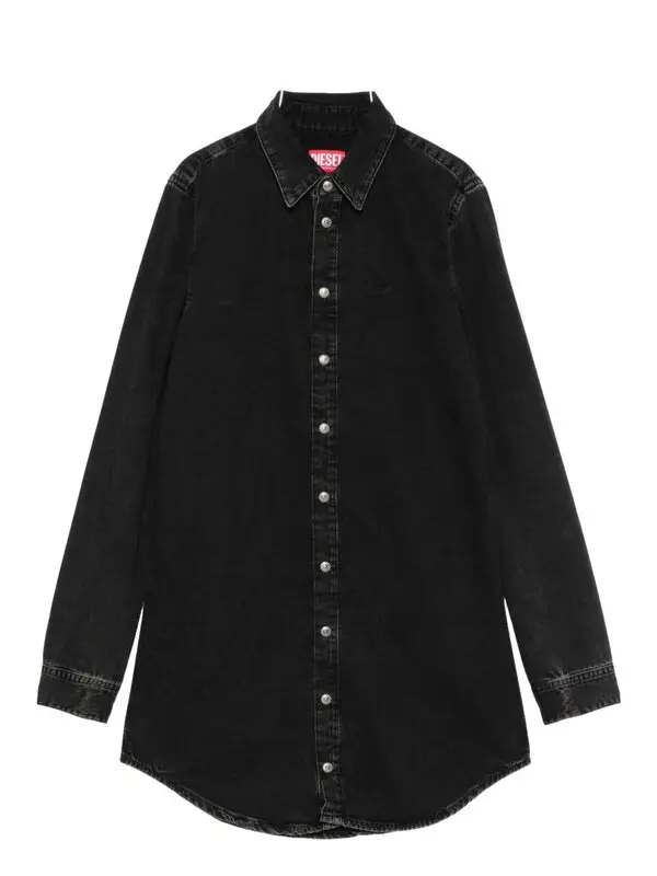 DIESEL® Long-sleeve Buttoned Denim Shirt Dress - Black
