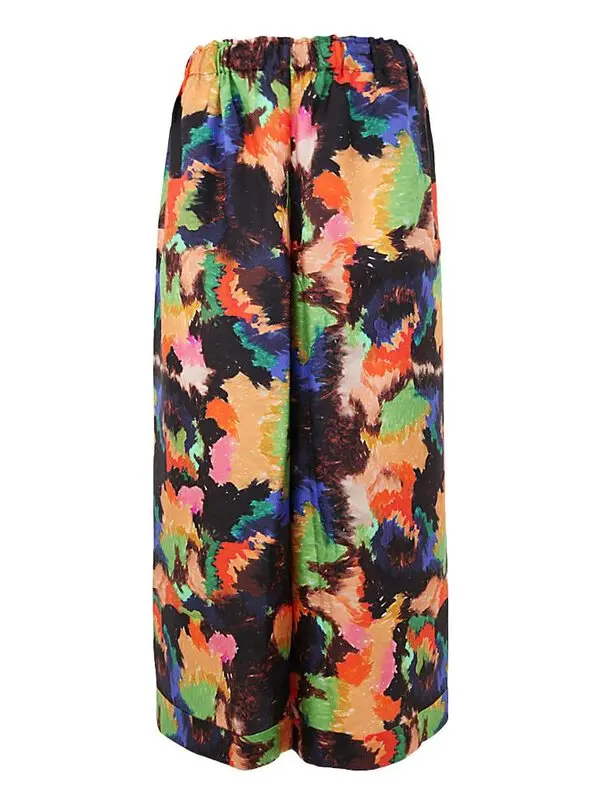 DANIELA GREGIS Abstract Pattern Silk Twill Trousers - Multicolor