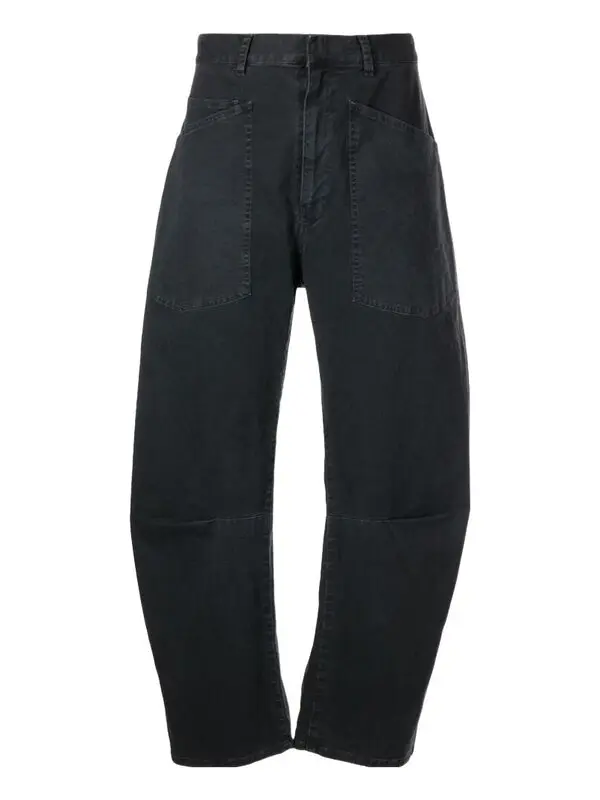 NILI LOTAN Belt-loop Curved Leg Jeans - Black