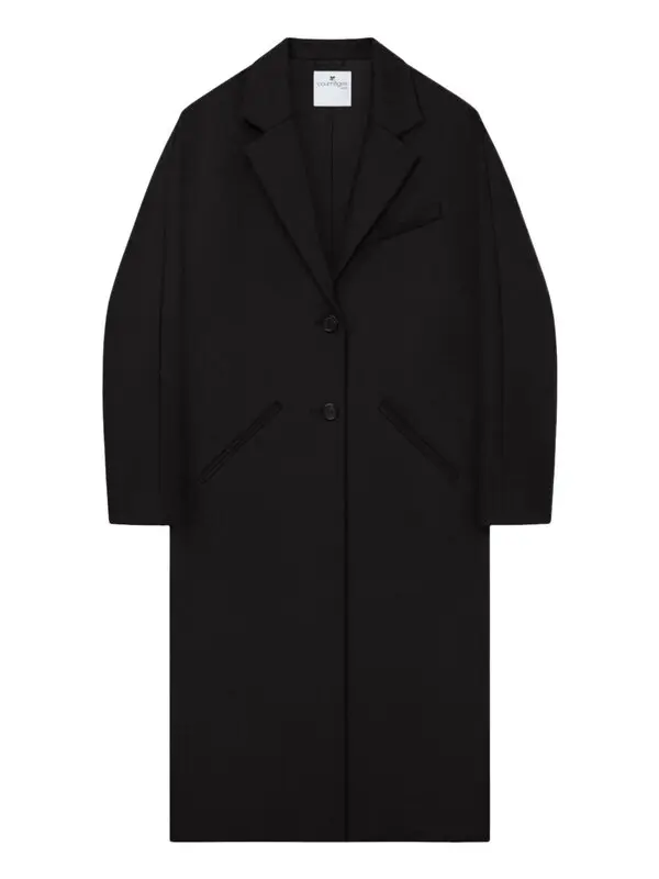 COURREGES Single-breasted Long Coat - Black