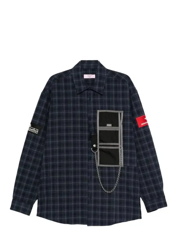 Martine Rose Checked Long-sleeved Shirt - Black