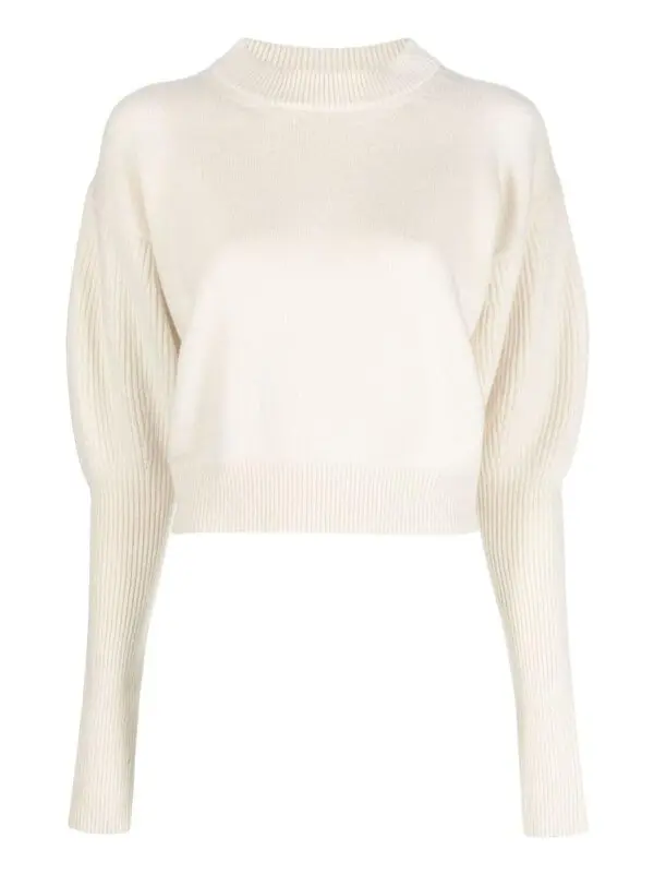 Alexander McQueen Long Sleeve Cropped Knit Jumper - White