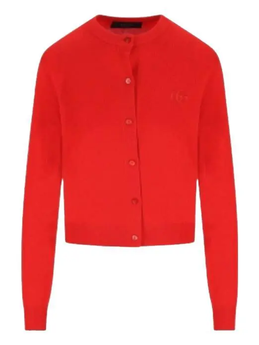 Gucci Double G Embroidered Knit Cardigan - Red