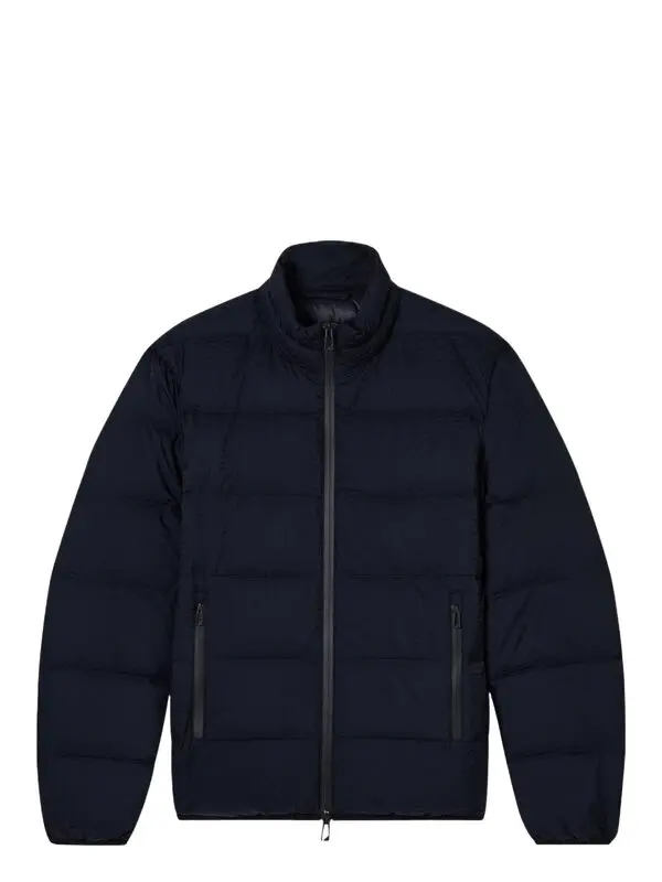 Emporio Armani Water-repellent Quilted Down Jacket With Jacquard Logo - Black