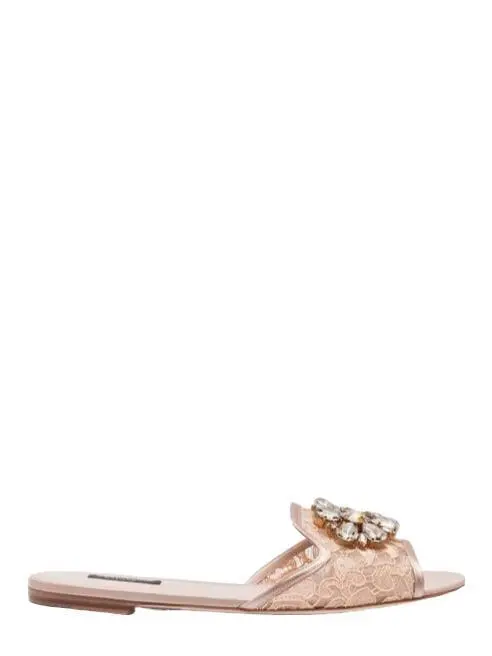 Dolce & Gabbana Embellished Slip-on Sandals - Nude
