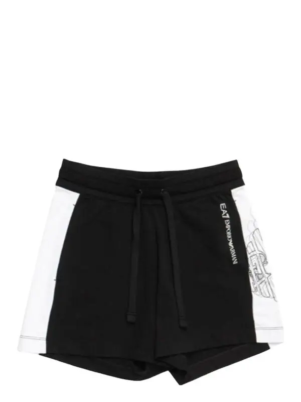 EA7 Logo Drawstring Sports Shorts - Black