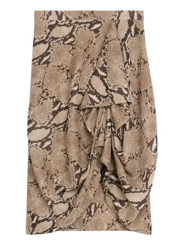 Celine Draped Skirt In Silk Georgette - Brown