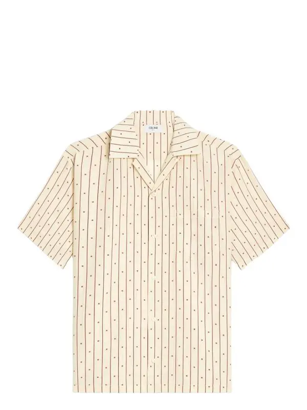 Celine Hawaiian Shirt In Printed Viscose - White
