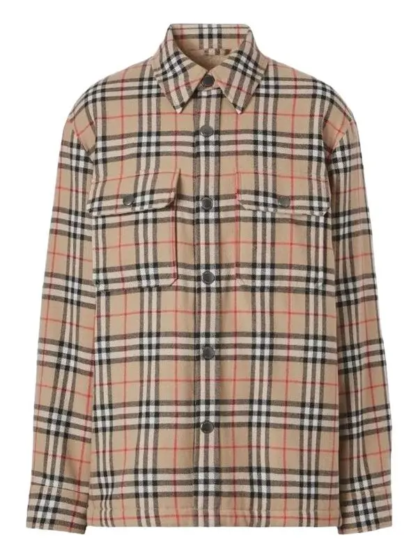 Burberry Checked Shirt Jacket - Nude