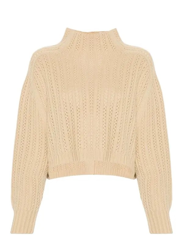 Max Mara Hodeida High Neck Cropped Cardigan - Nude