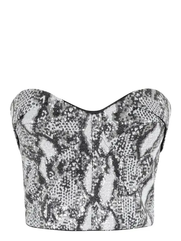 IRO PARIS Sequined Tube Top - Black White Silver