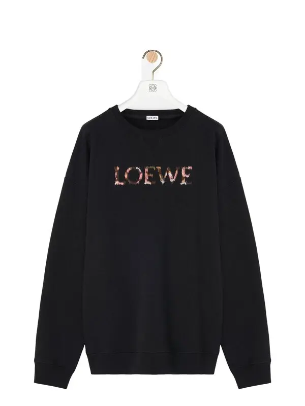 Loewe Logo Embroidered Crewneck Sweatshirt - Black