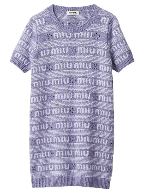 Miu Miu Logo-intarsia Knitted Mini Dress - No