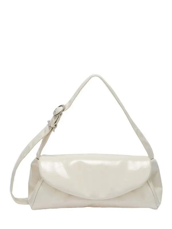 JIL SANDER Cannolo Foldover Large Shoulder Bag - White