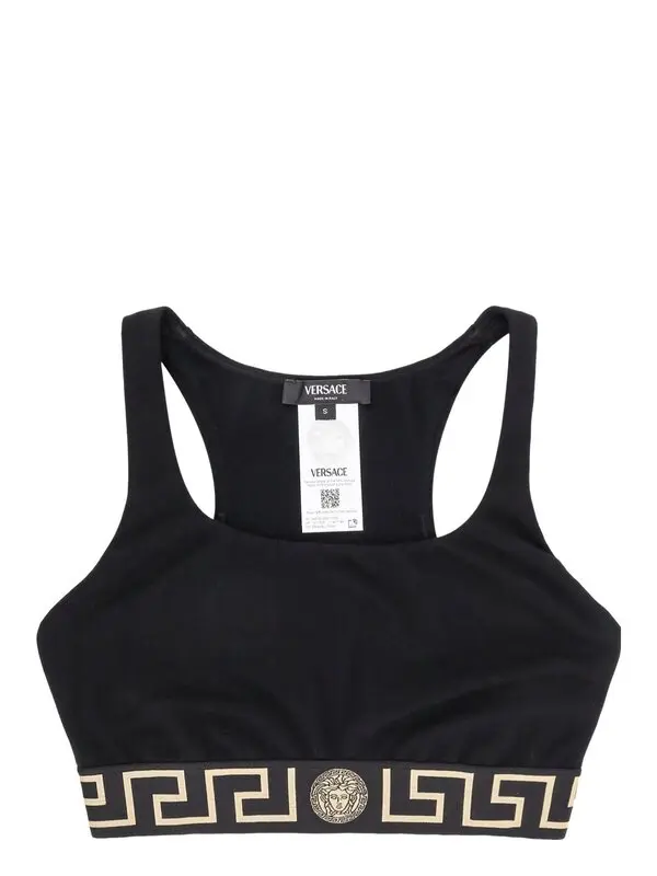 Versace Greca Border Cropped Top - Black
