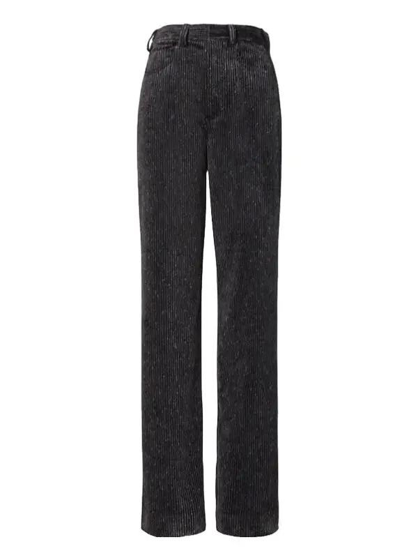 Tory Burch High-waist Corduroy Wide-leg Trousers - Black