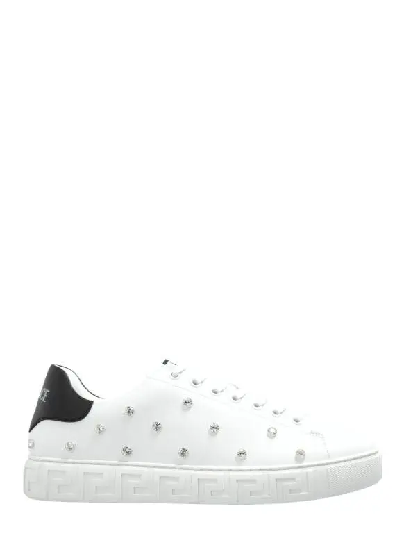 Versace Embellished Lace-up Sneakers - White