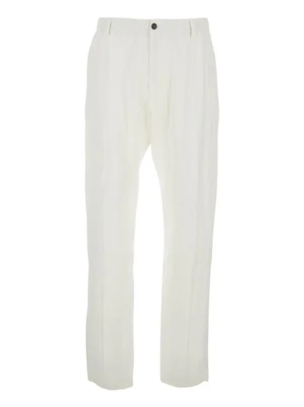 Emporio Armani Pleated Straight Leg Trousers - White