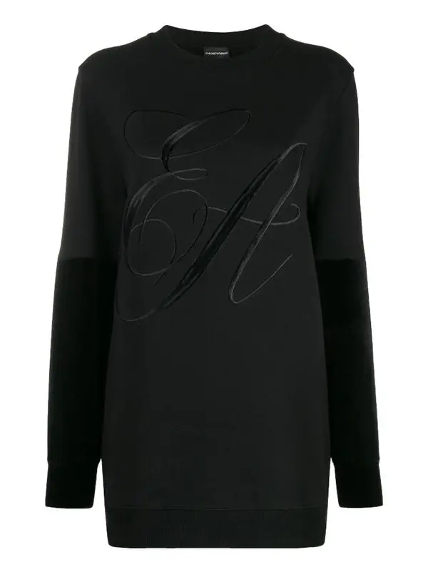 Emporio Armani Round Neck Long Sleeve Sweater - Black