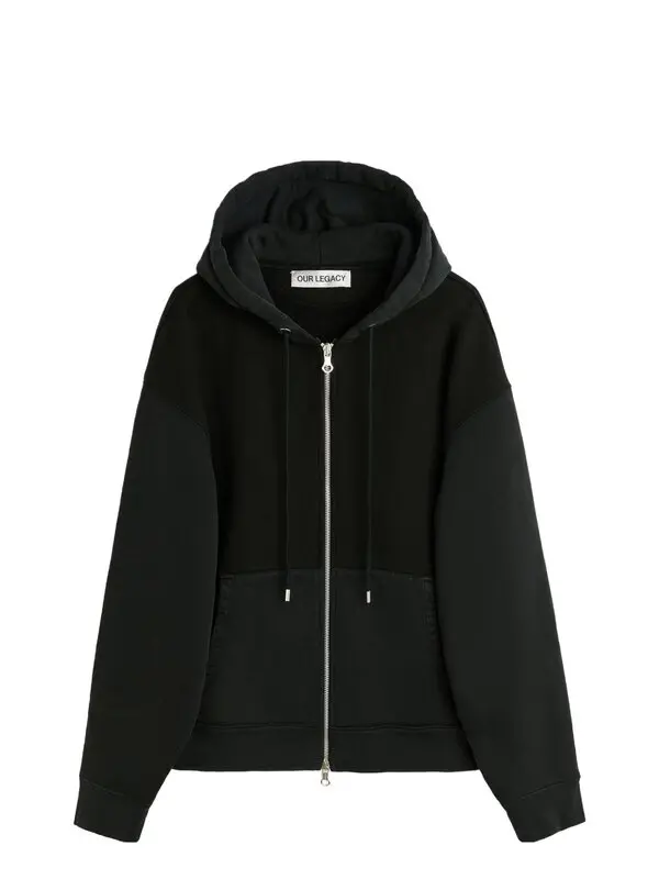Our Legacy Zip-up Hooded Sweater With Drawstring - Black