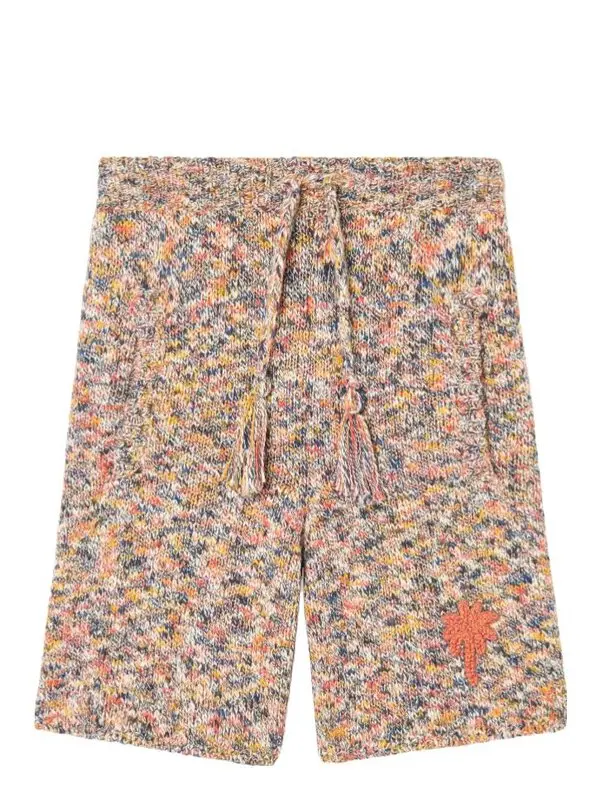 Alanui Dust Of Light Bermuda Shorts With Hand-embroidered Crochet Palm - Sunrise-colorful