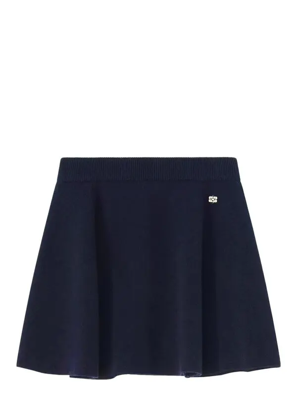 GANNI Wool Blend Elastic Waist Mini Skirt - Black