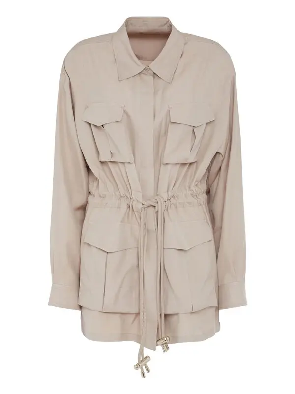 Elie Saab Drawstring Shirt With Patch Pockets - Nude