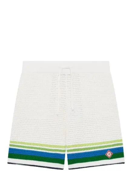 Casablanca Tennis Stripe Knit Shorts - White